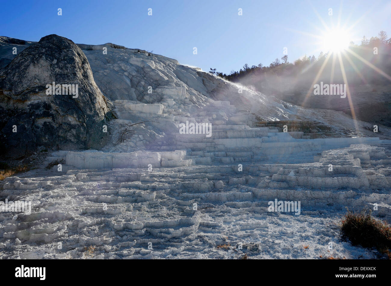 Palette Spring, hot spring with travertine sinter terraces, Lower ...