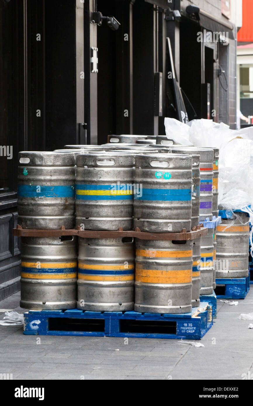 A typical keg barrel with single opening in the center of the top end ...