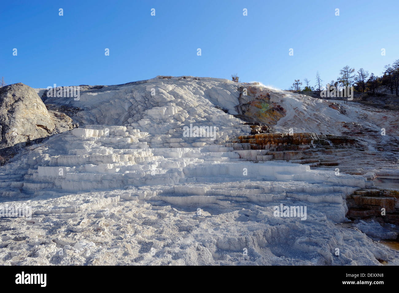 Palette Spring, hot spring with travertine sinter terraces, Lower ...