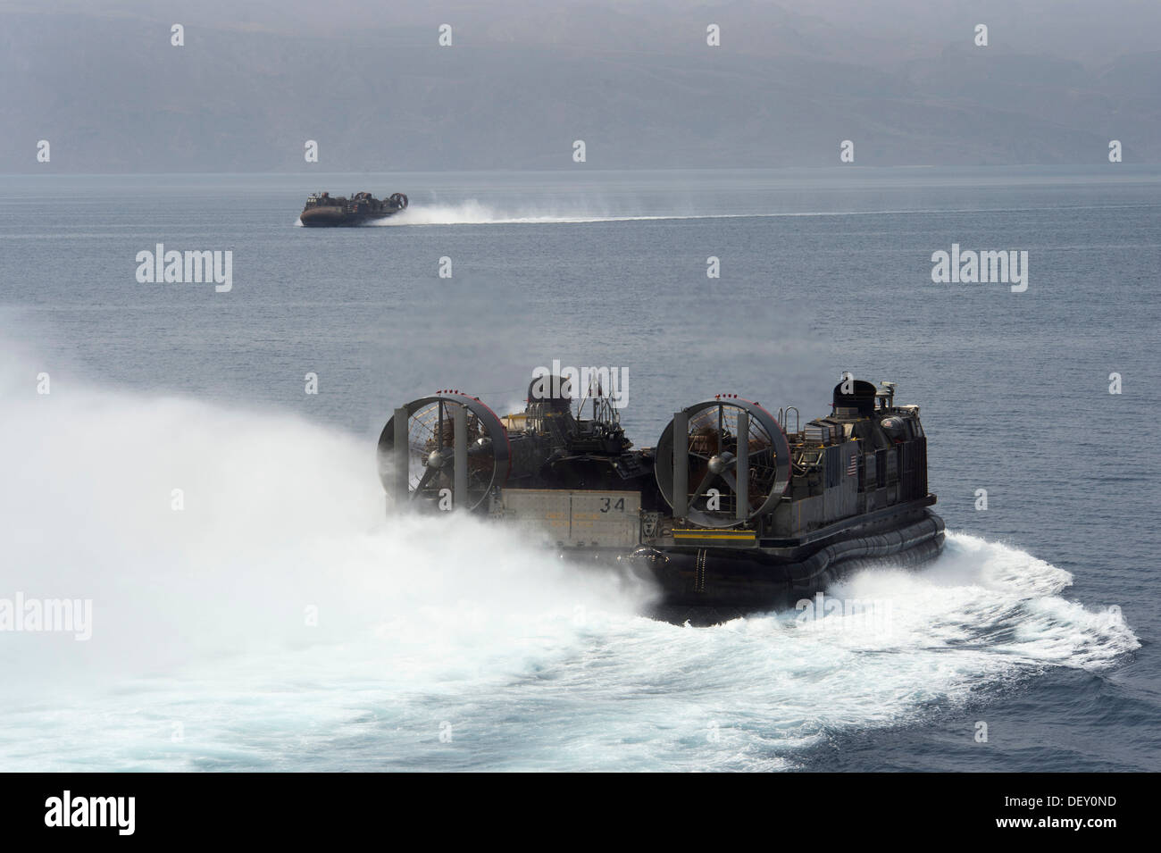 Landing craft air cushions (LCAC) from Assault Craft Unit (ACU) Four ...