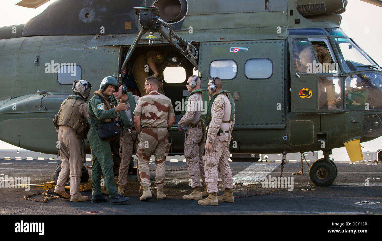 26th Marine Expeditionary Unit (MEU) senior leaders board a French SA ...