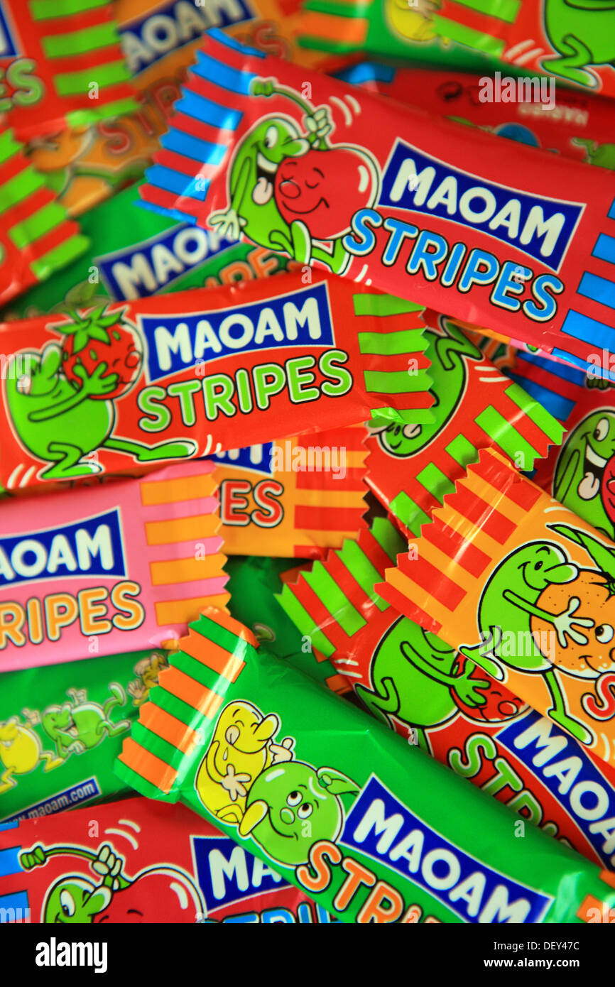 Children's fruit flavoured chewy sweets, Maoam Stripes, in colourful ...
