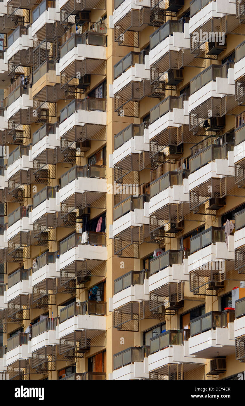 Balconies of a multi-storey building, Abu Dhabi, United Arab Emirates ...