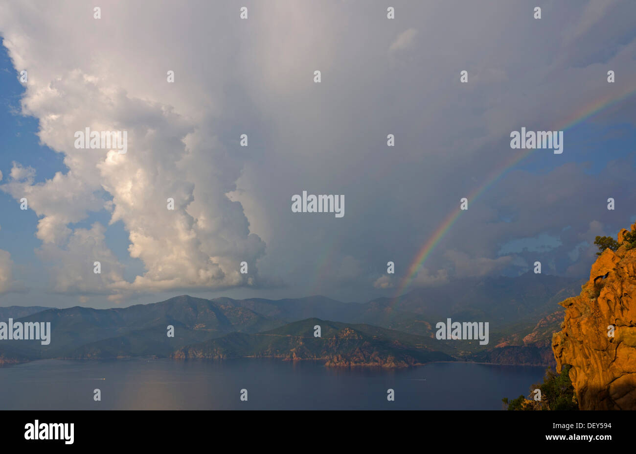 The typical bizarre red rocks of the Calanche of Piana and the ...