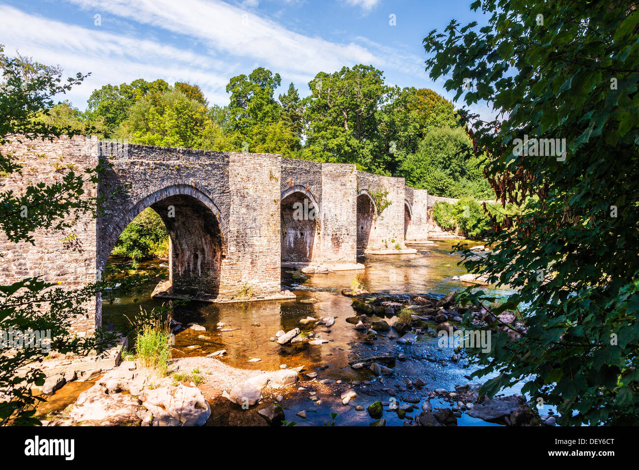 The River Usk and Llangynidr Bridge in the Brecon Beacons National Park ...