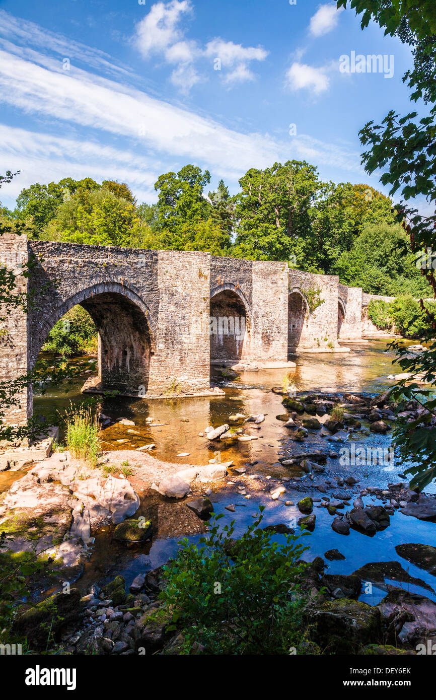 The River Usk and Llangynidr Bridge in the Brecon Beacons National Park ...