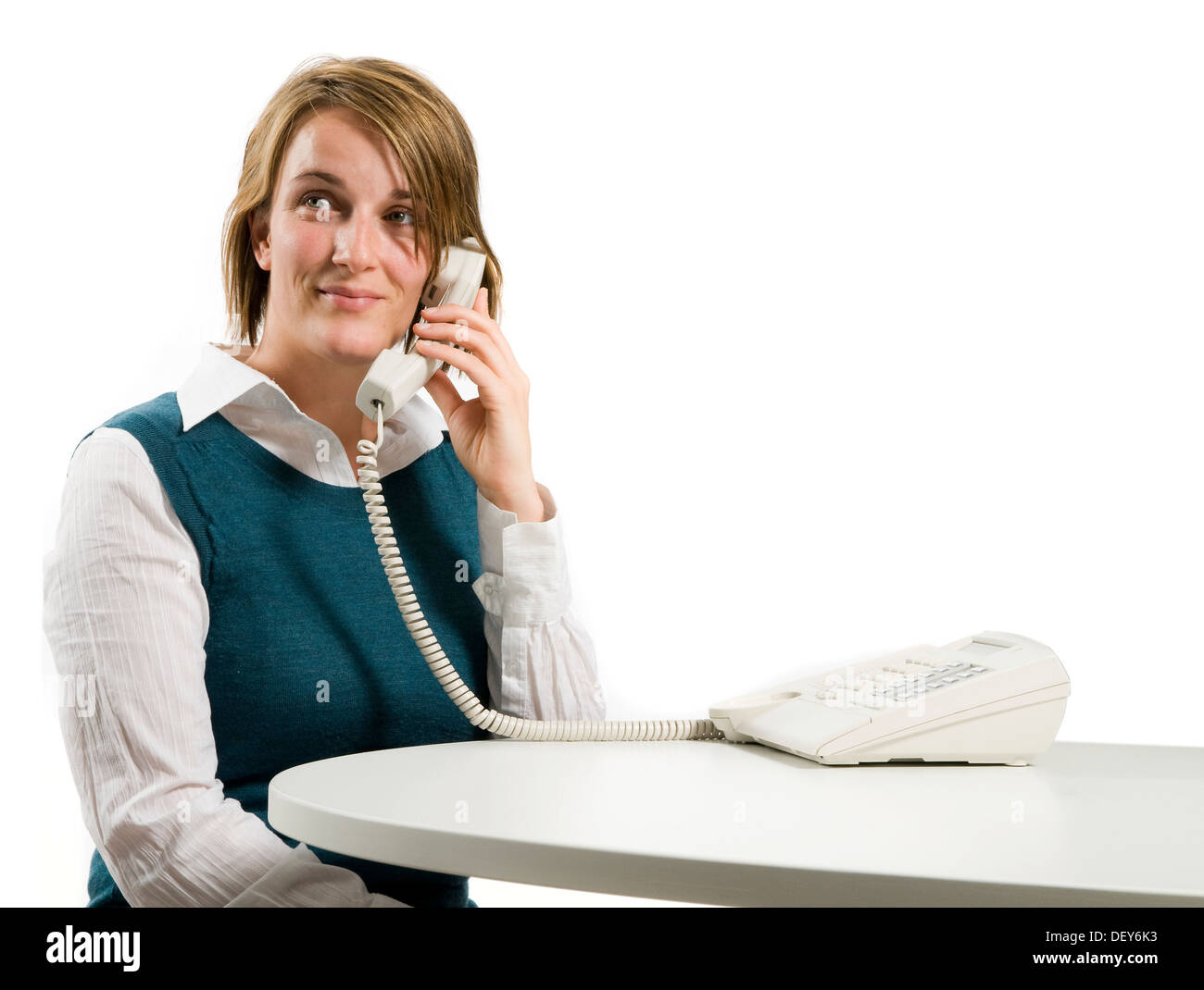 Young woman with telephone Stock Photo - Alamy
