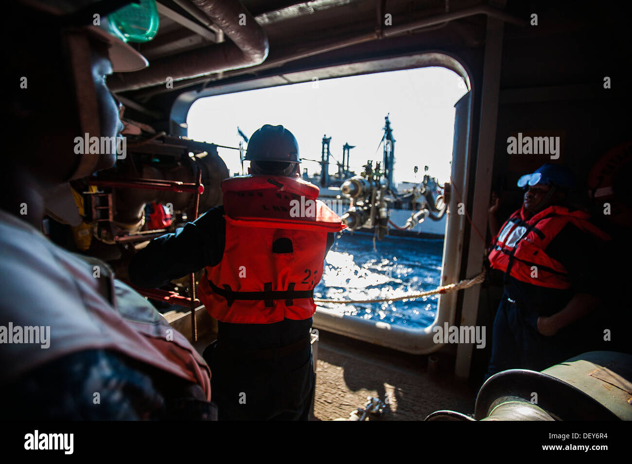 U.S. Navy Boatswain's Mate Michael Martin, USS Bataan (LHD 5) fuel line ...