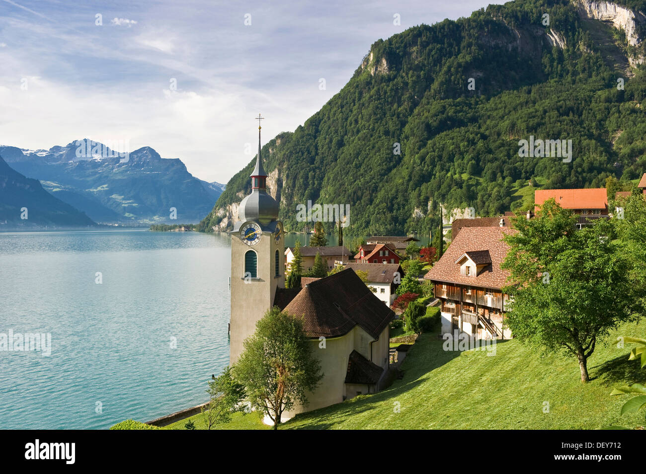 Bauen, Lake Lucerne, canton of Uri, Switzerland, Europe Stock Photo ...