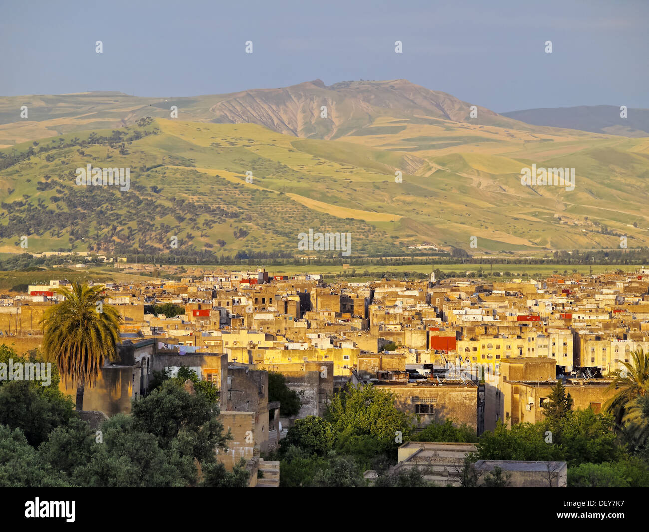 View of the old medina in Fez during the sunset in Morocco, Africa ...