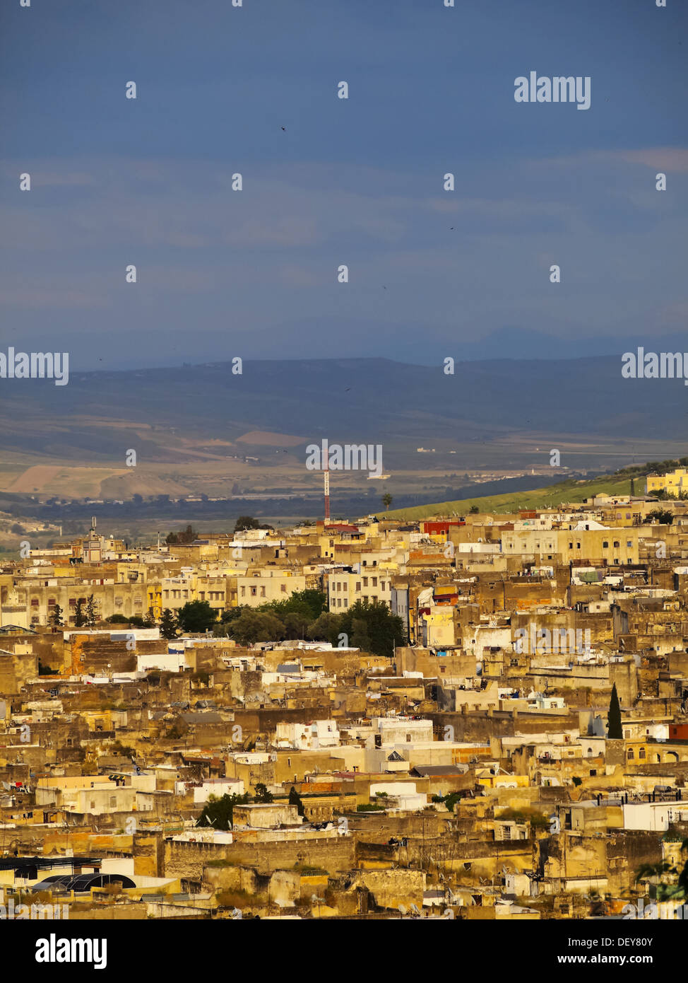 View of the old medina in Fez during the sunset in Morocco, Africa ...