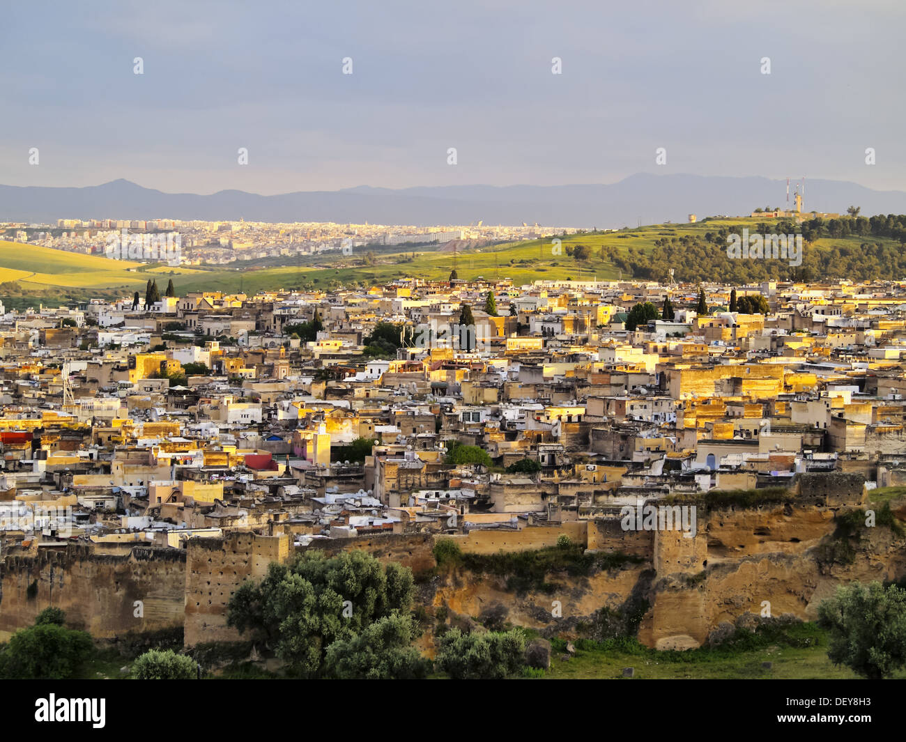 View of the old medina in Fez during the sunset in Morocco, Africa ...