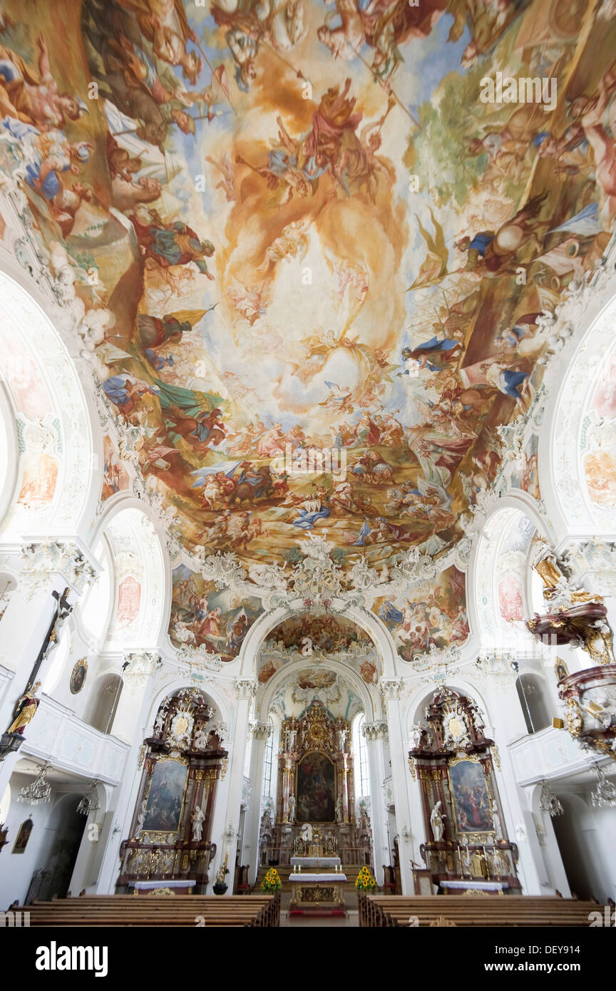 Interior view of Schlosskirche, castle church, Wolfegg near Ravensburg ...