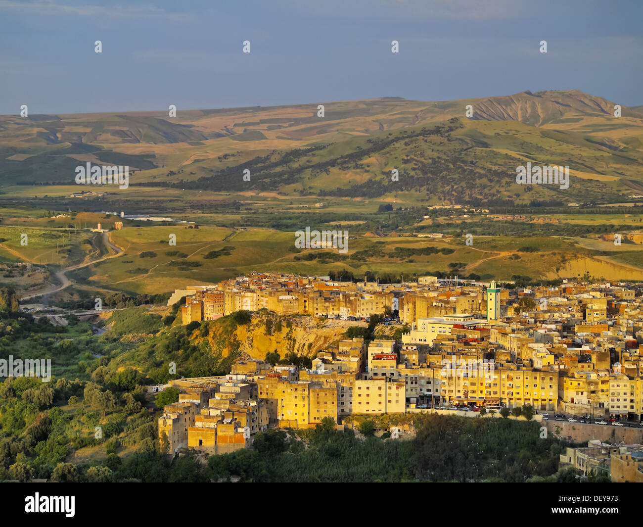 View of the old medina in Fez during the sunset in Morocco, Africa ...