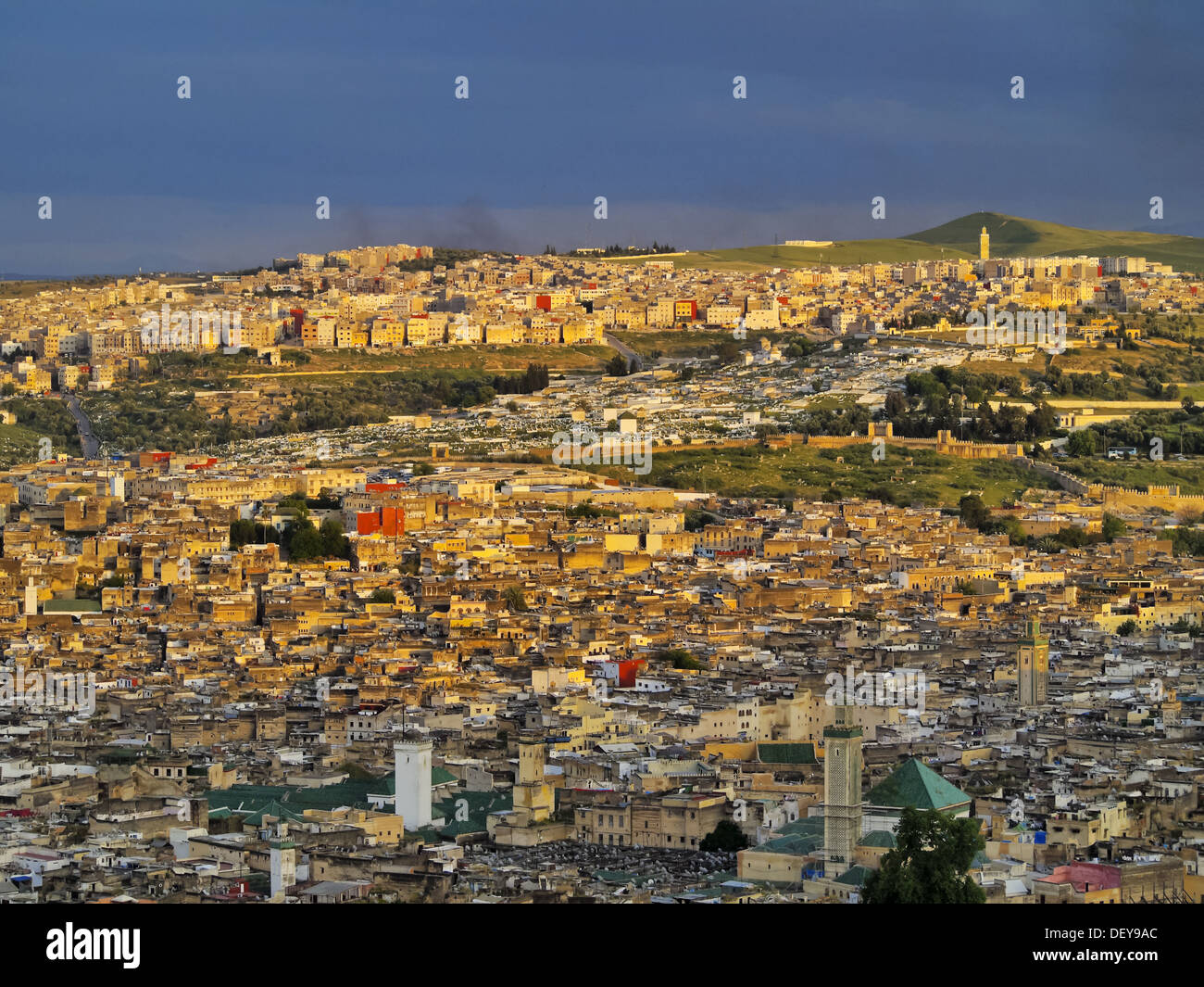 View of the old medina in Fez during the sunset in Morocco, Africa ...
