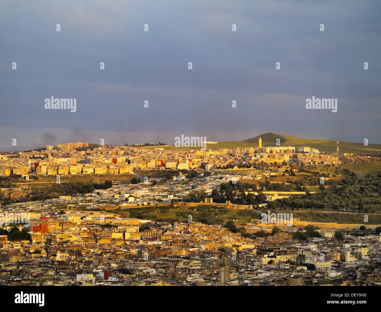 View of the old medina in Fez during the sunset in Morocco, Africa ...