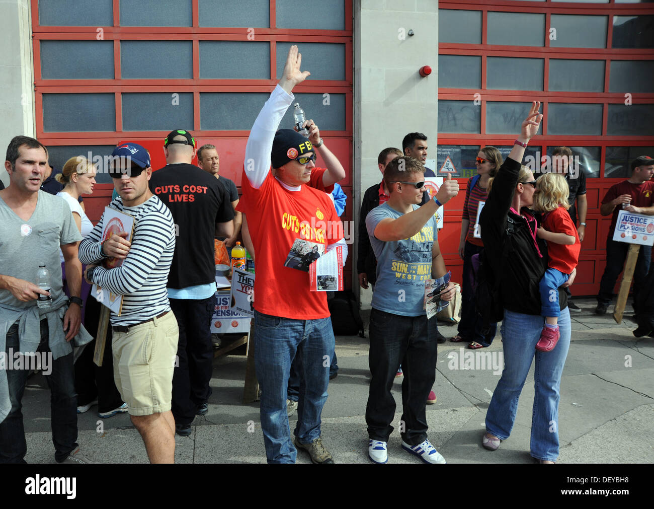 Members of the Fire Brigades Union on strike outside the Preston Circus ...