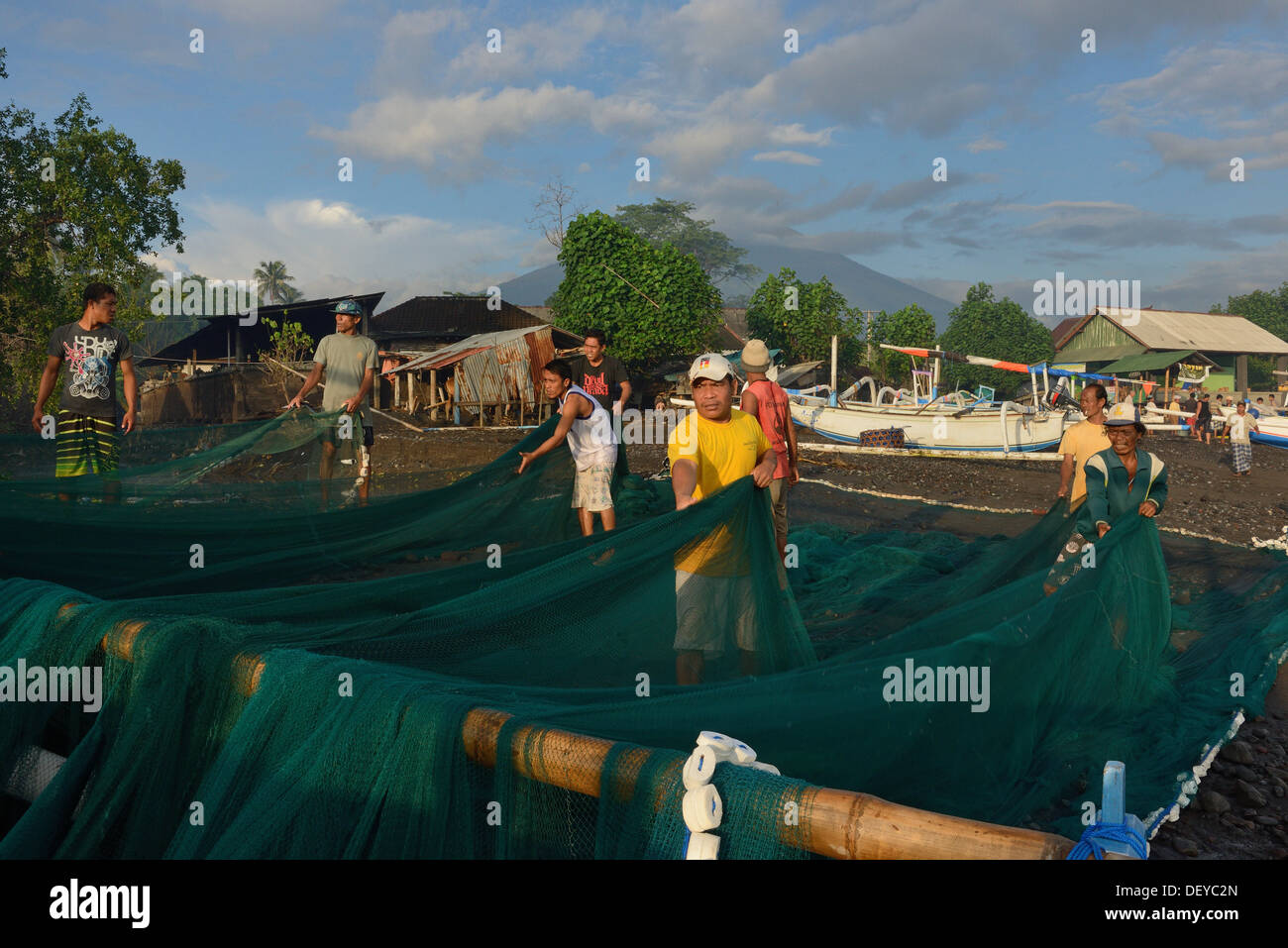 Indonesia, island of Bali, fishing village of Amed, fishermen ...
