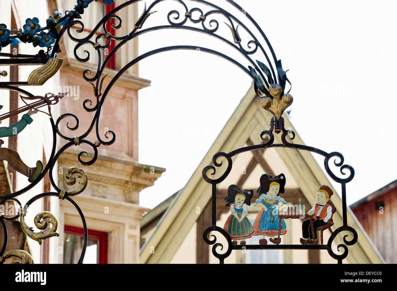 Restaurant hanging sign, Colmar, Alsace, France, Europe Stock Photo - Alamy