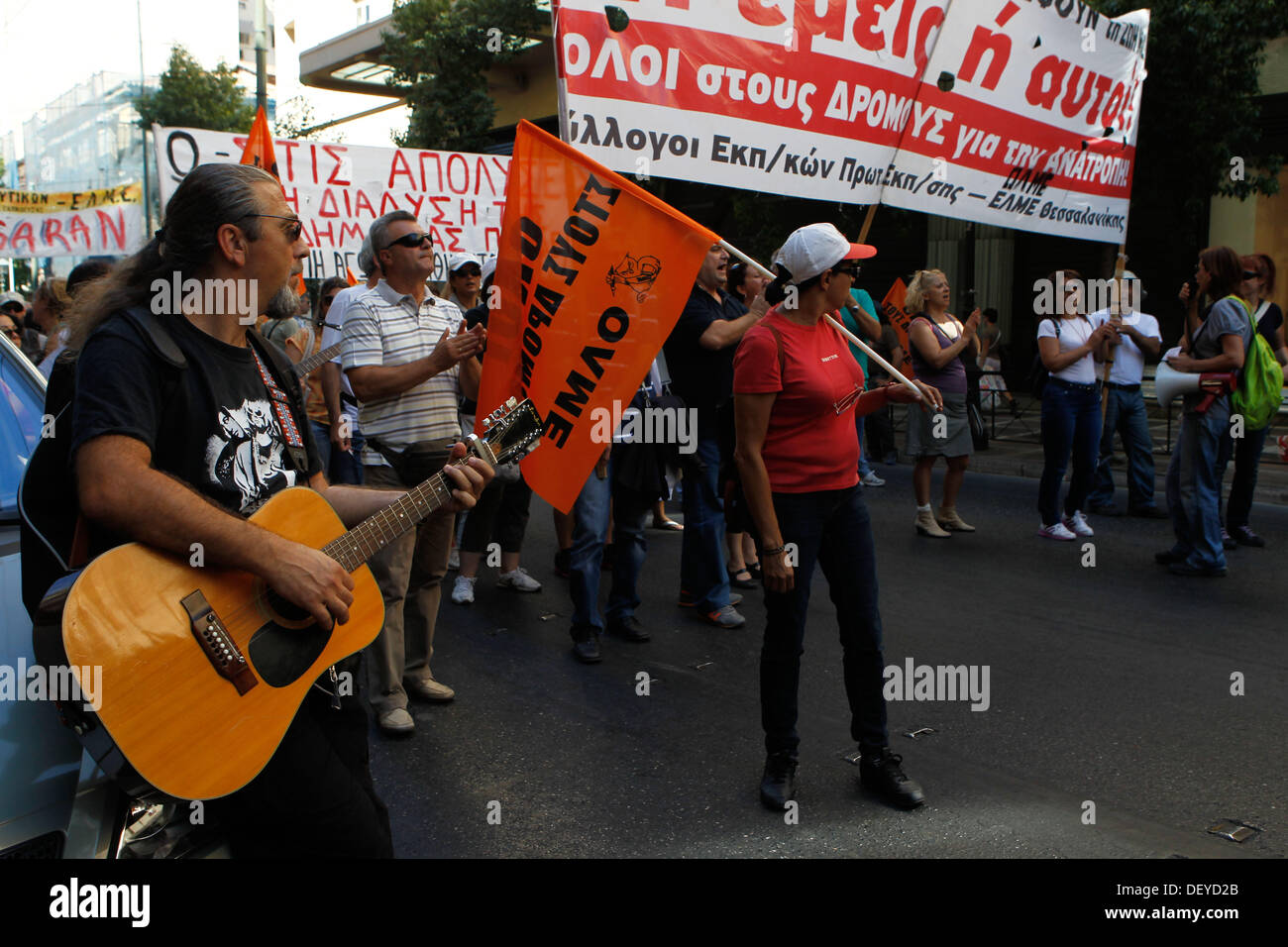 Athens, Greece. 25th Sep, 2013. Greek civil servants took to the ...