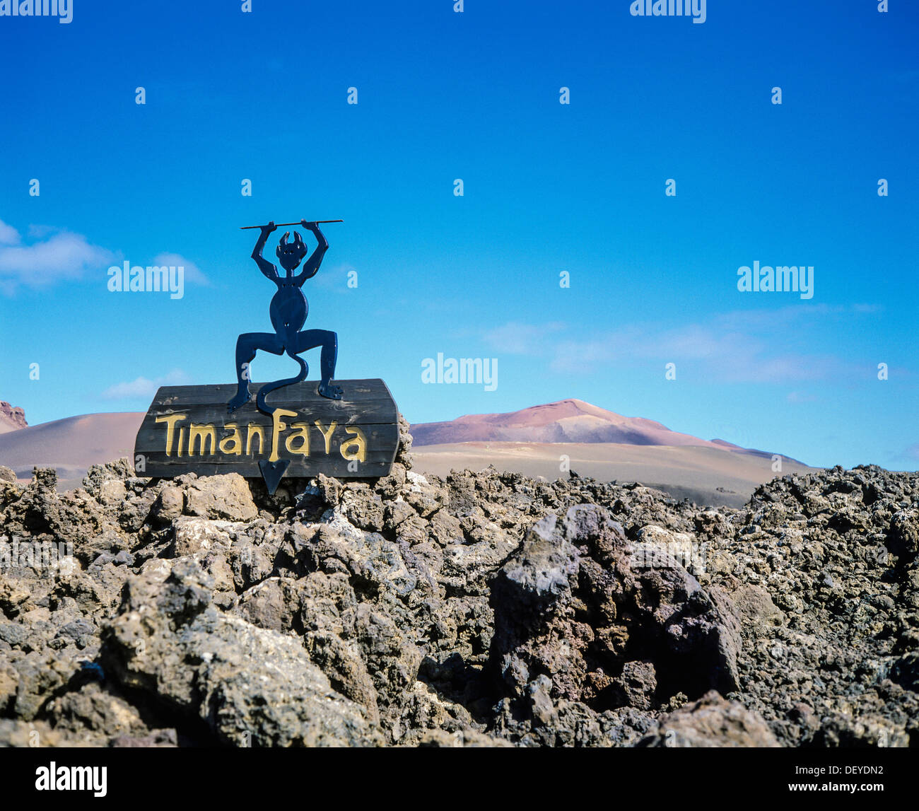 Devil sign at Timanfaya National Park Lanzarote Canary Islands Spain ...