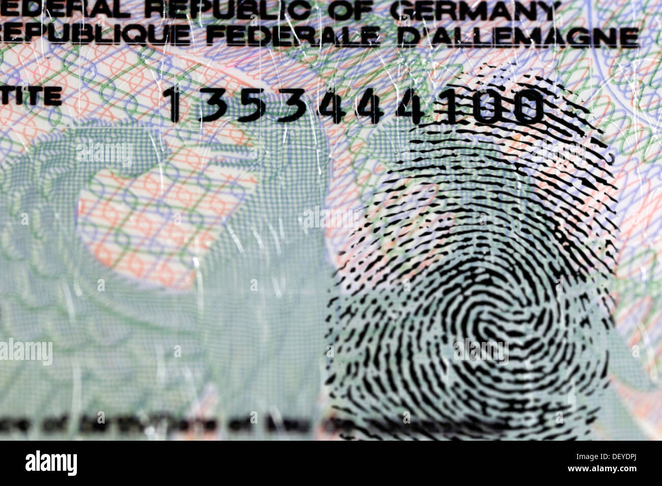 German identity card with fingerprint, storage of biometric data Stock ...