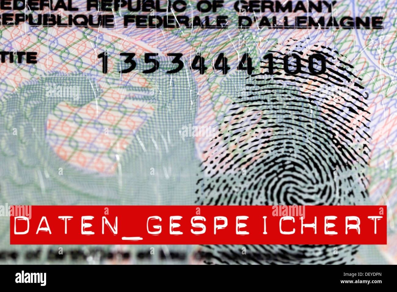 German identity card with fingerprint, storage of biometric data Stock ...