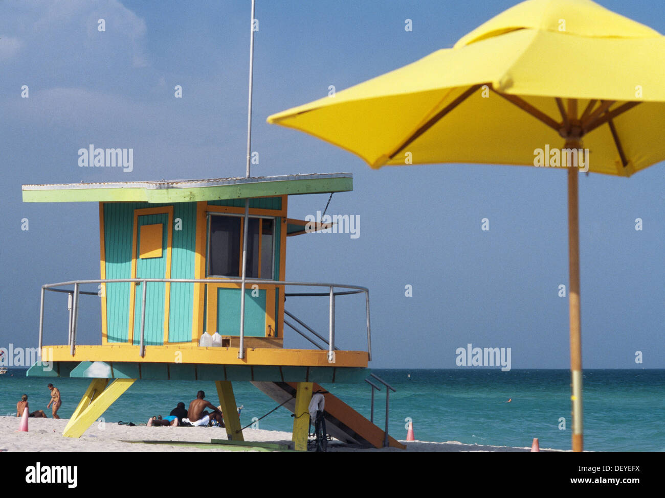 Miami lifeguard beach umbrella hi-res stock photography and images - Alamy