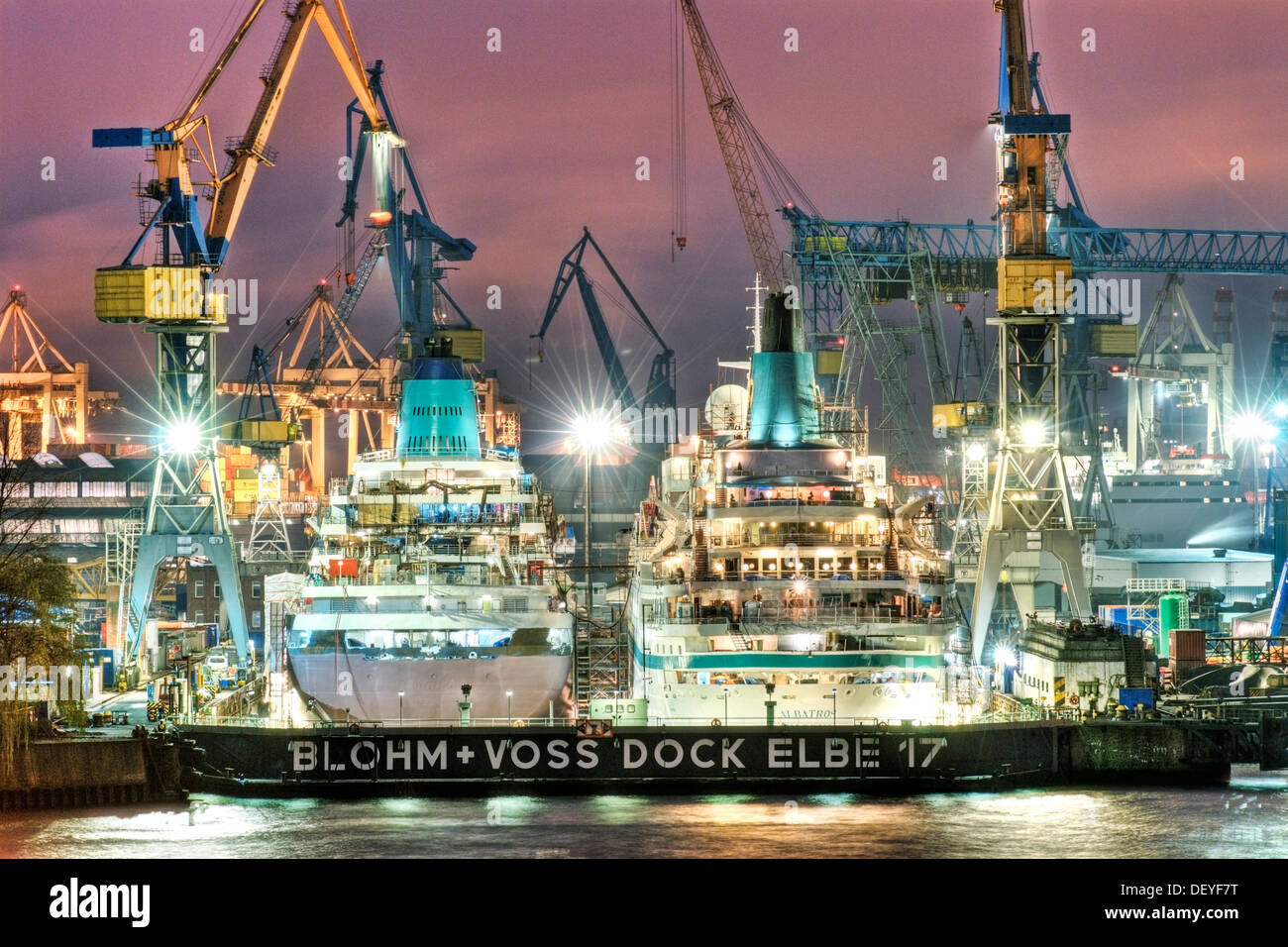 Cruise ships MS Amadea and MS Albatros in dry dock Elbe 17 from Blohm ...