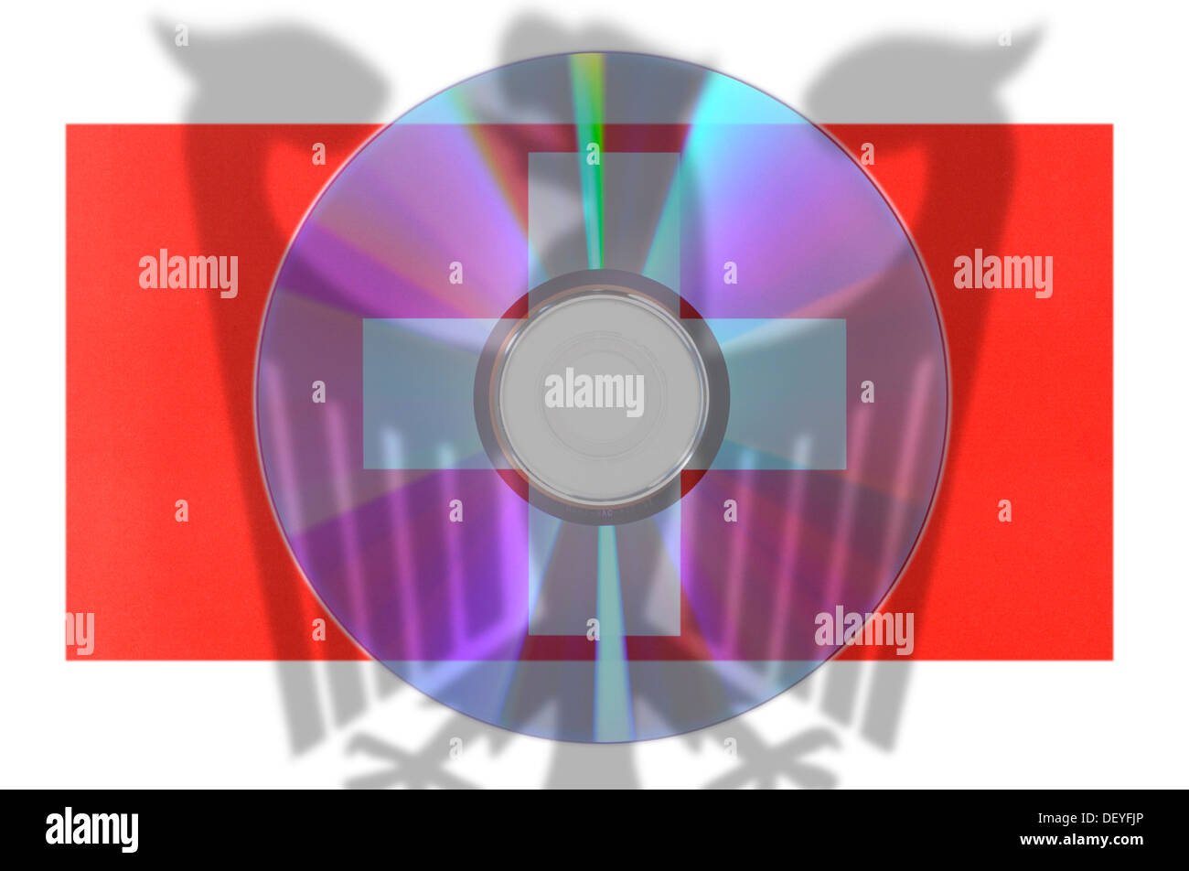 Data cd with german federal eagle on swiss flag hi-res stock ...