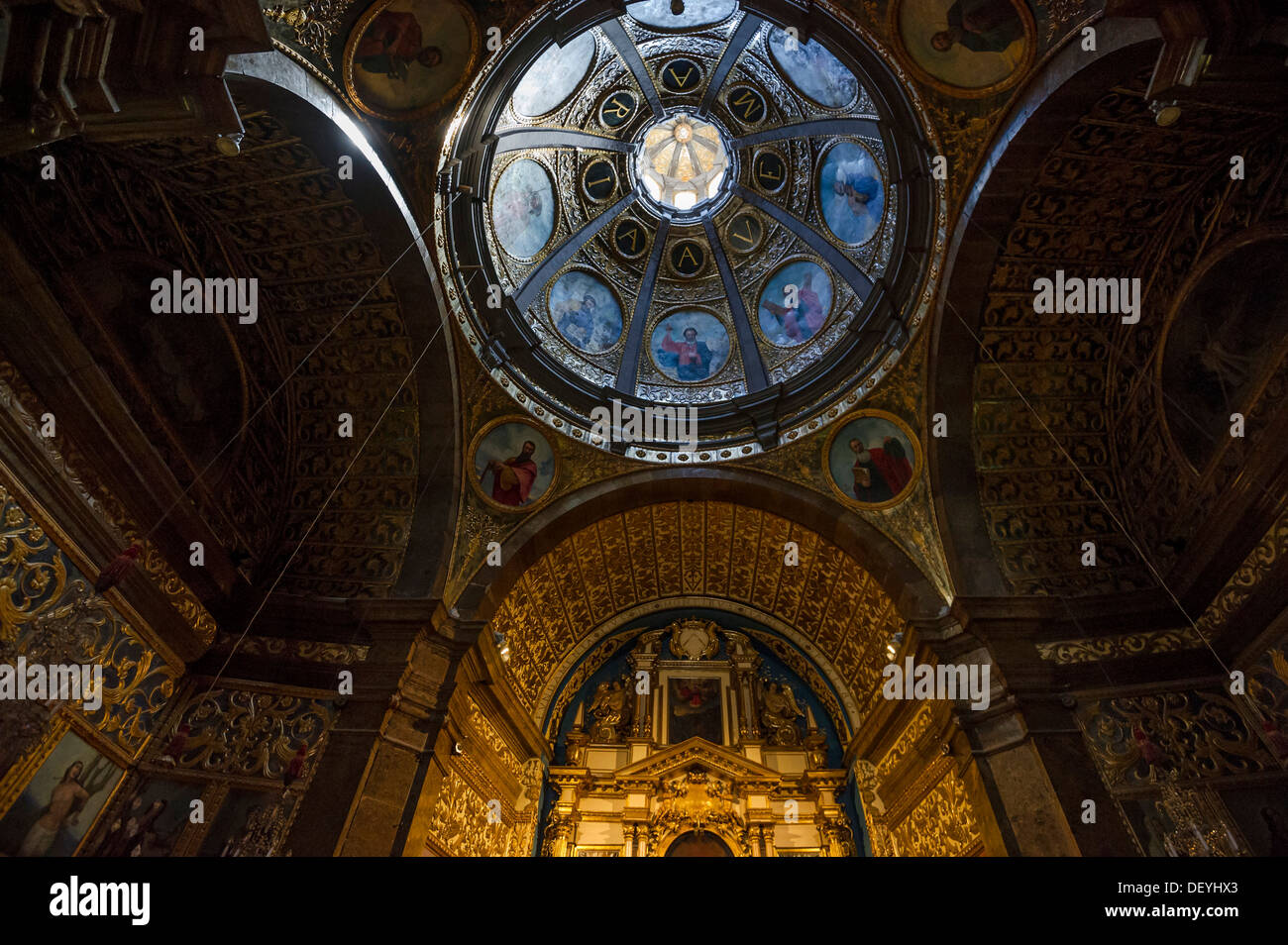 Church dome from the inside, Kloster Lluc, Tramuntana, Majorca ...