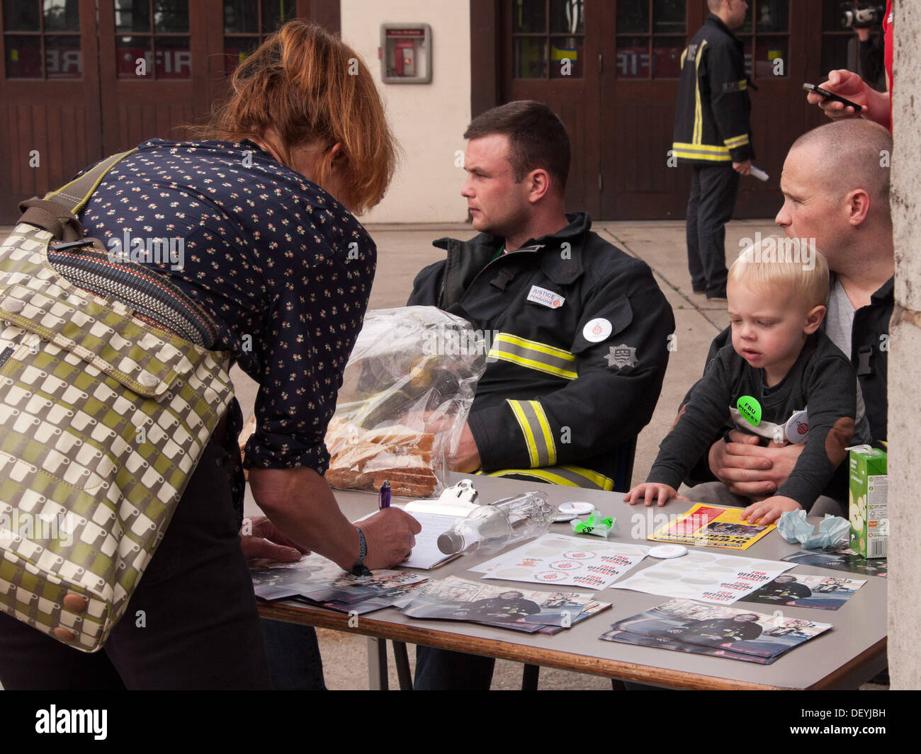London, England UK 25/09/2013. Firefighters picket the Euston Road Fire ...