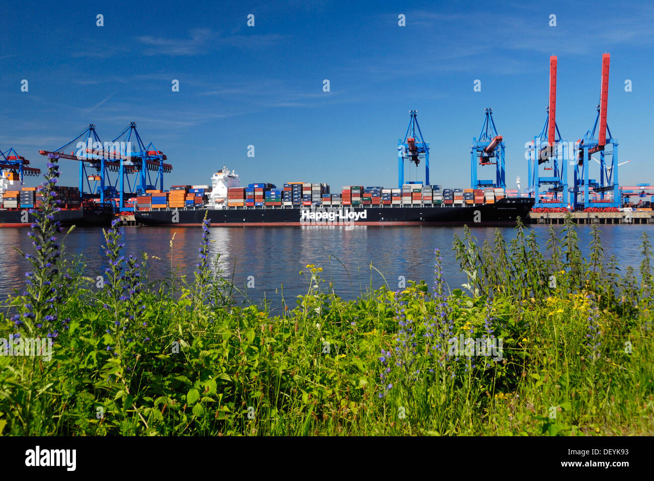 Hapag-Lloyd container ship Bangkok Express at the Altenwerder container ...