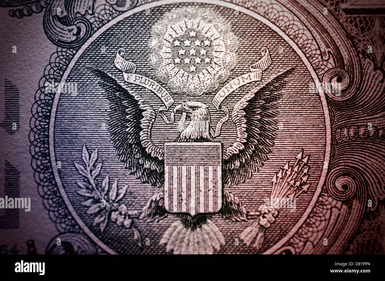 Back of a U.S. dollar bill, detail Stock Photo - Alamy