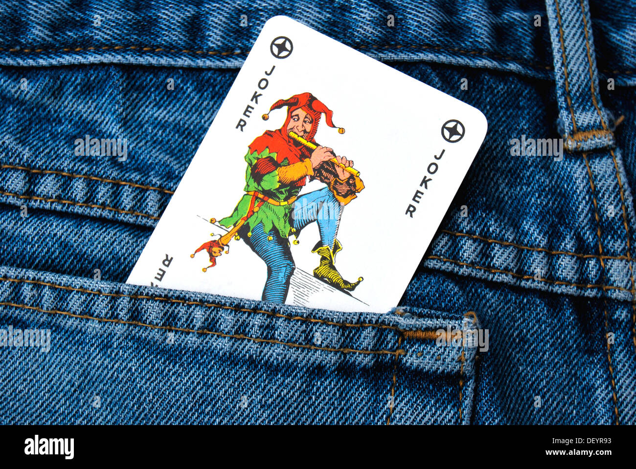Joker, playing card, pocket, jeans Stock Photo - Alamy