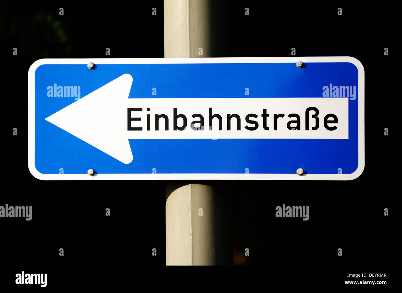 Traffic sign, Einbahnstrasse, German for a one-way street Stock Photo ...