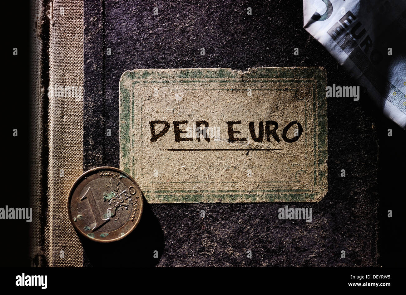 Old book with the inscription, Der Euro, symbolic image for the euro ...