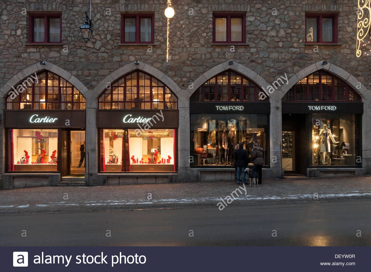 St. Moritz: shops, Via Serlas Stock Photo, Royalty Free Image: 60848615 ...