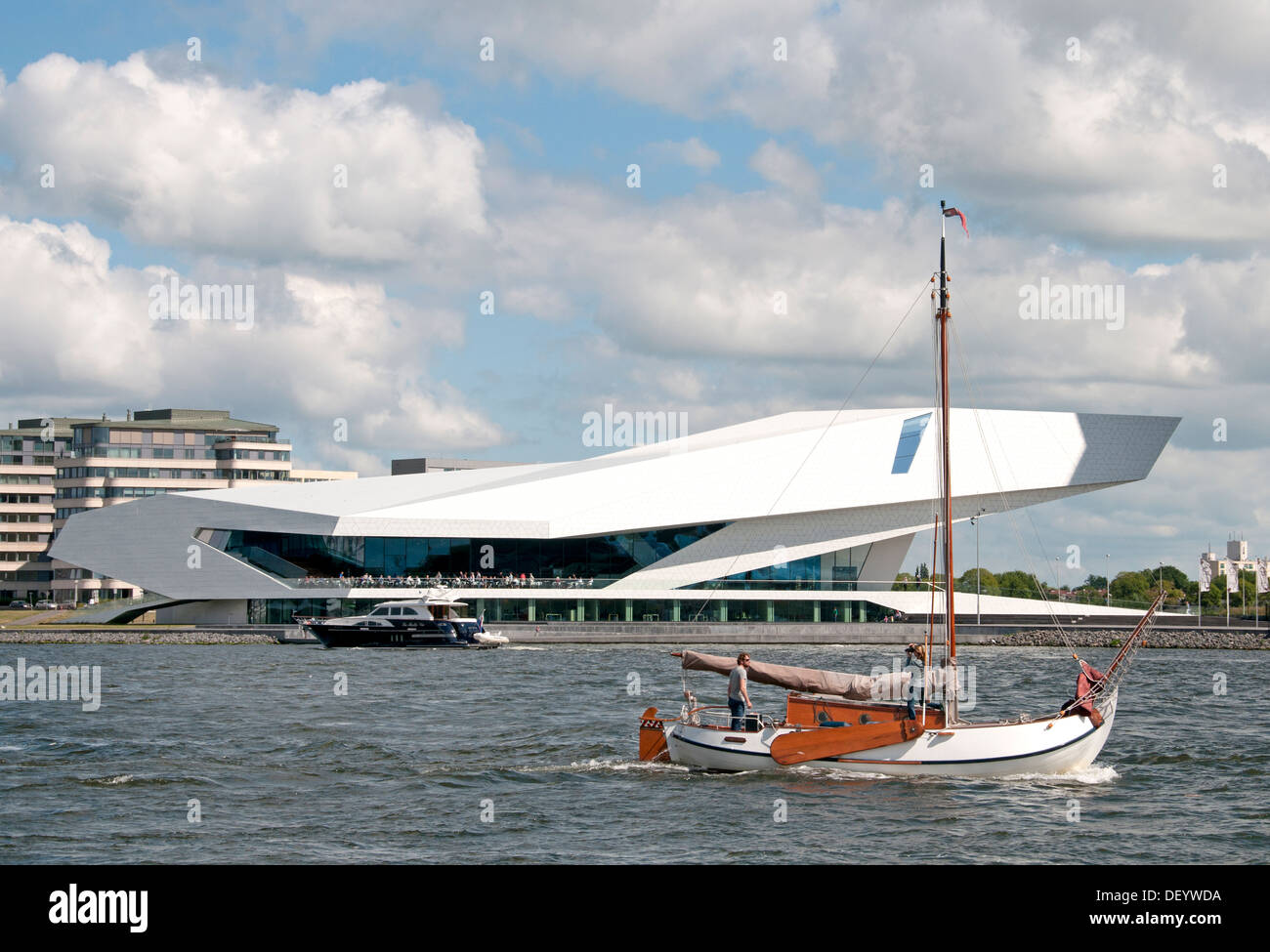 Waterfront of Amsterdam Noord district with modern building of EYE Film ...