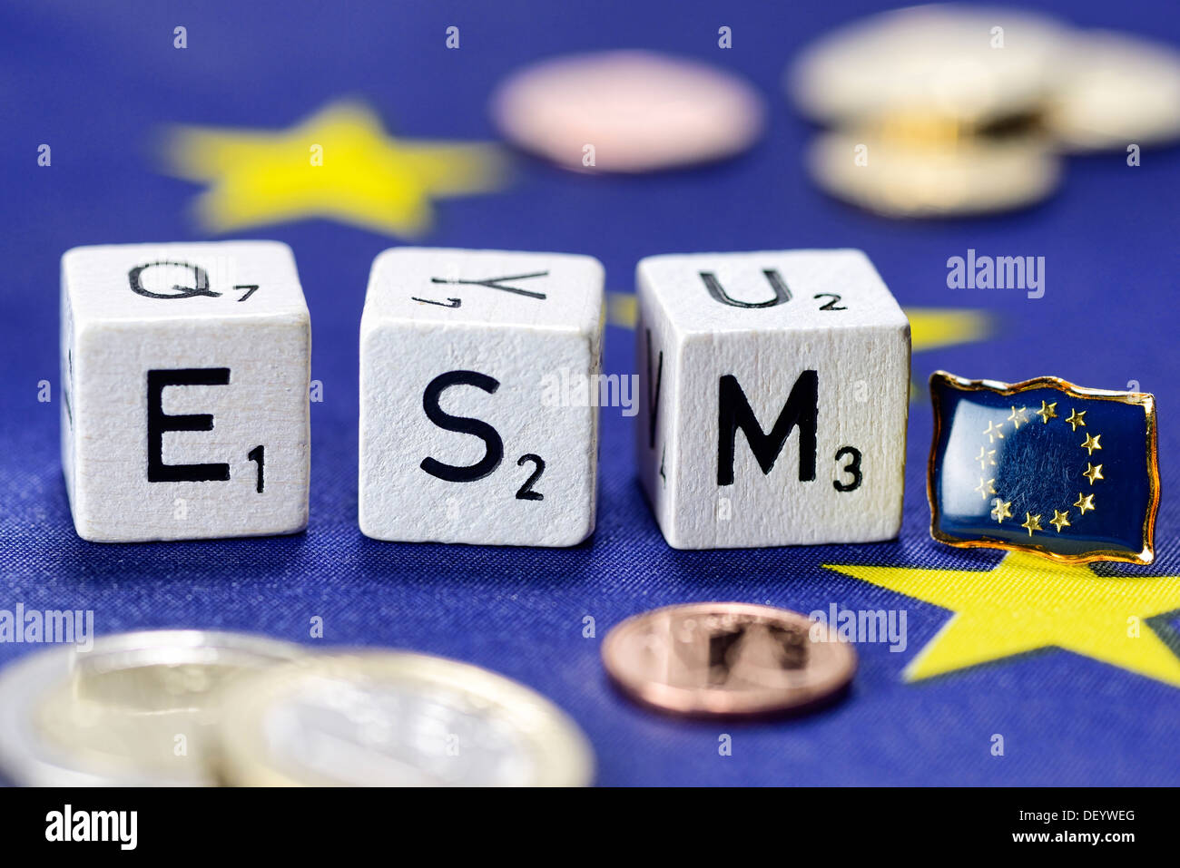 Letters forming the term "ESM", European Stability Mechanism Stock ...
