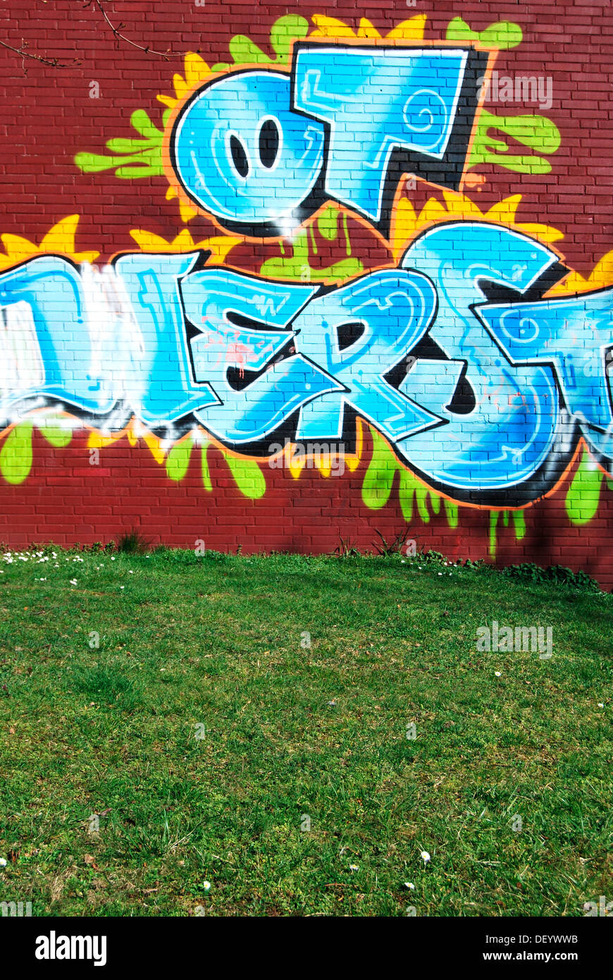Graffiti on a wall, Wersten, Duesseldorf, North Rhine-Westphalia Stock ...