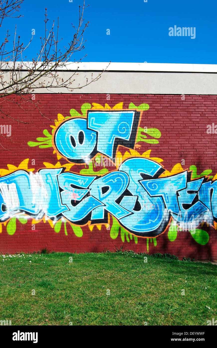 Graffiti on a wall, Wersten, Duesseldorf, North Rhine-Westphalia Stock ...