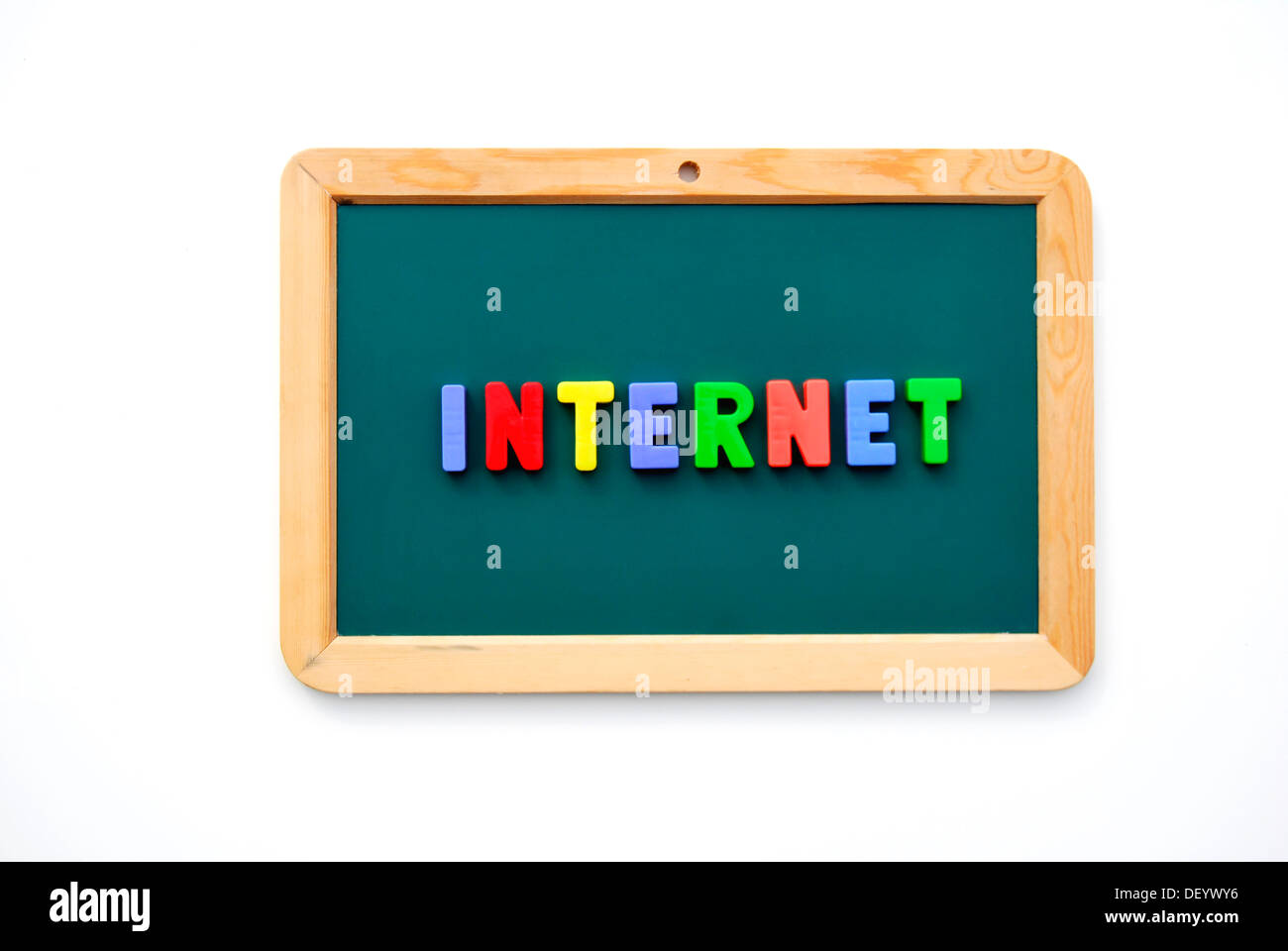 Internet, lettering, colorful magnetic letters on a black board Stock ...
