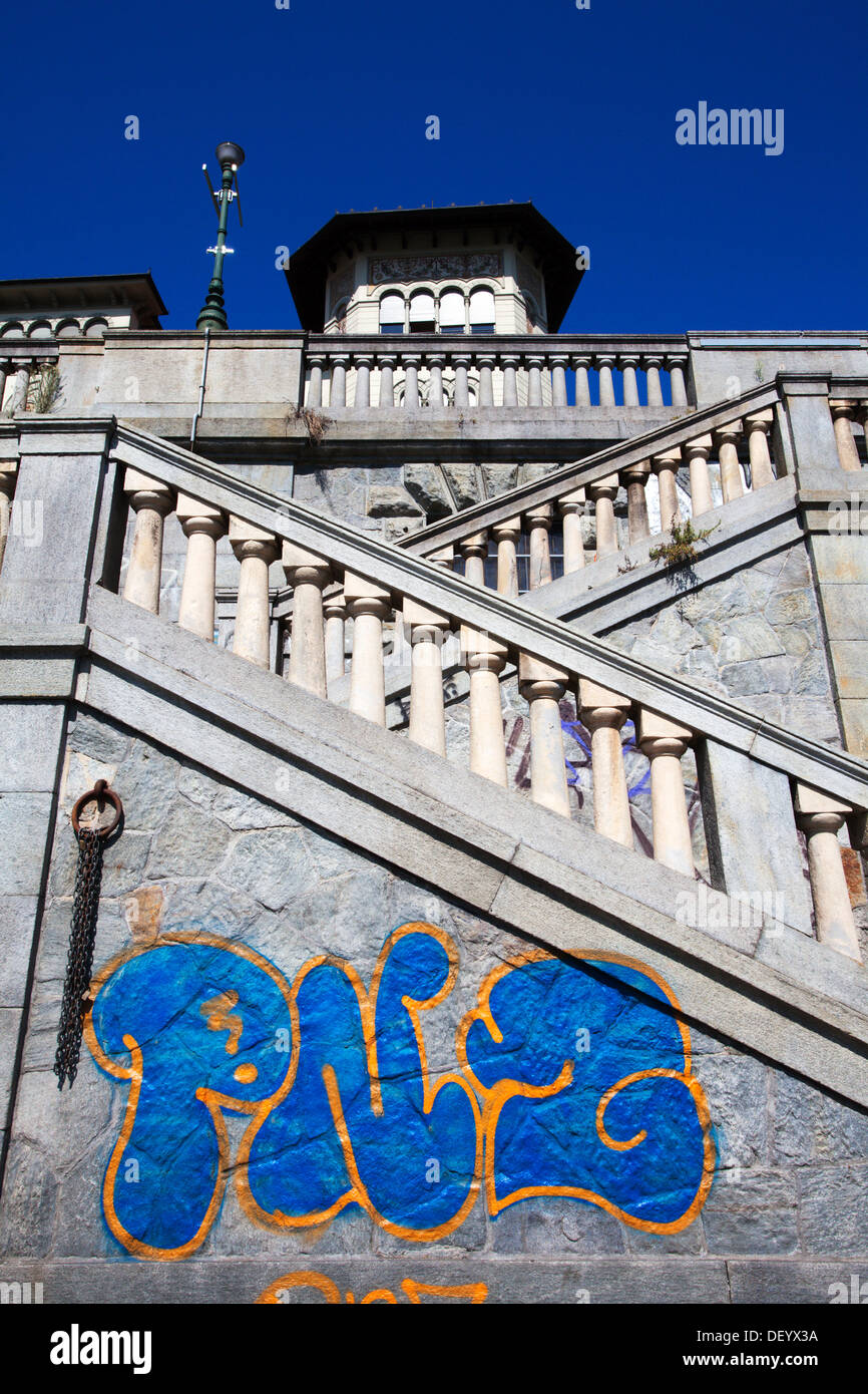Graffiti and Steps down to the Murazzi del Po Turin Piedmont Italy ...