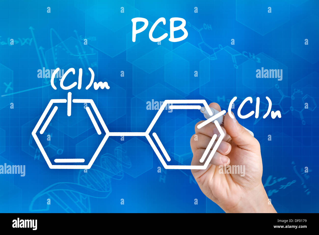 Hand with pen drawing the chemical formula of PCB Stock Photo - Alamy