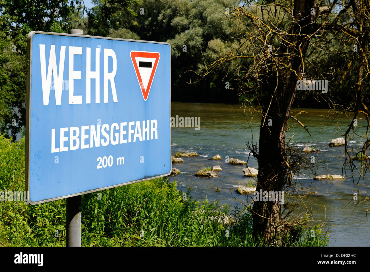 Danger weir warning sign hi-res stock photography and images - Alamy
