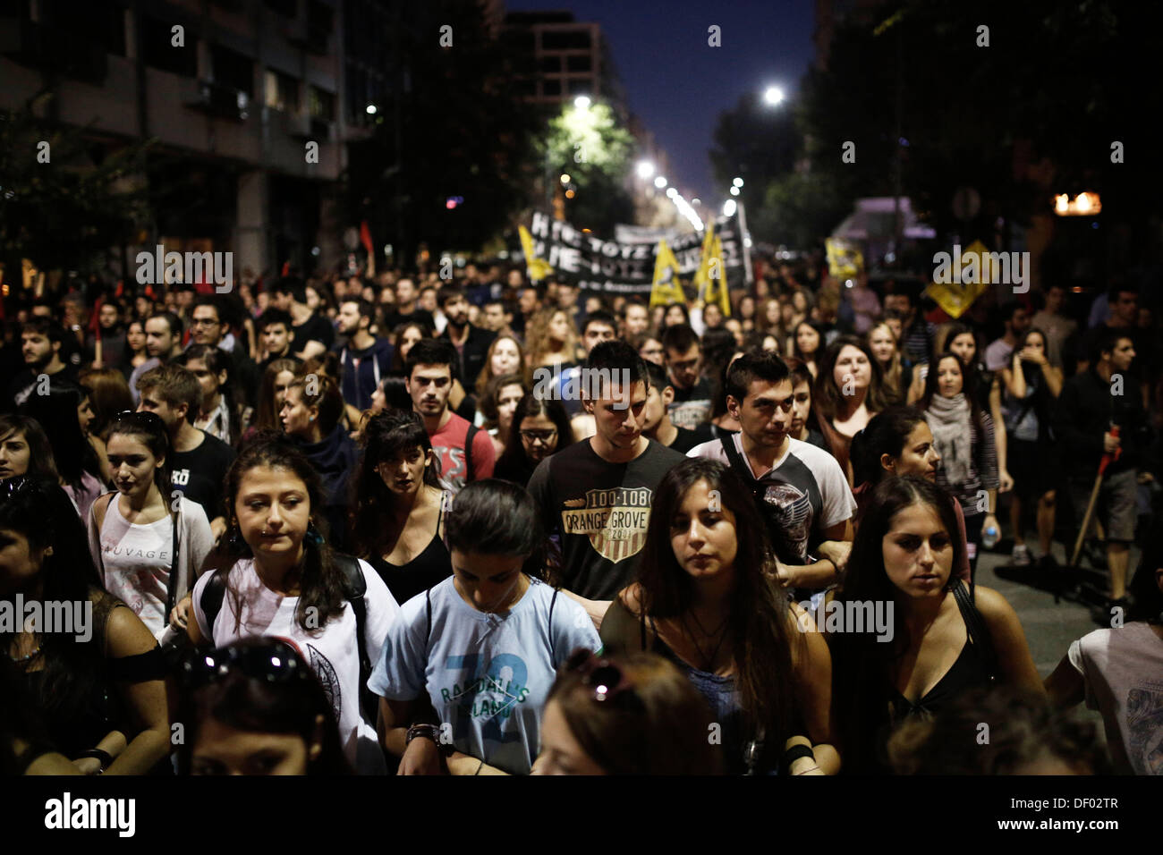 Thessaloniki, Greece . 25th Sep, 2013. Anti-fascist protest on the ...