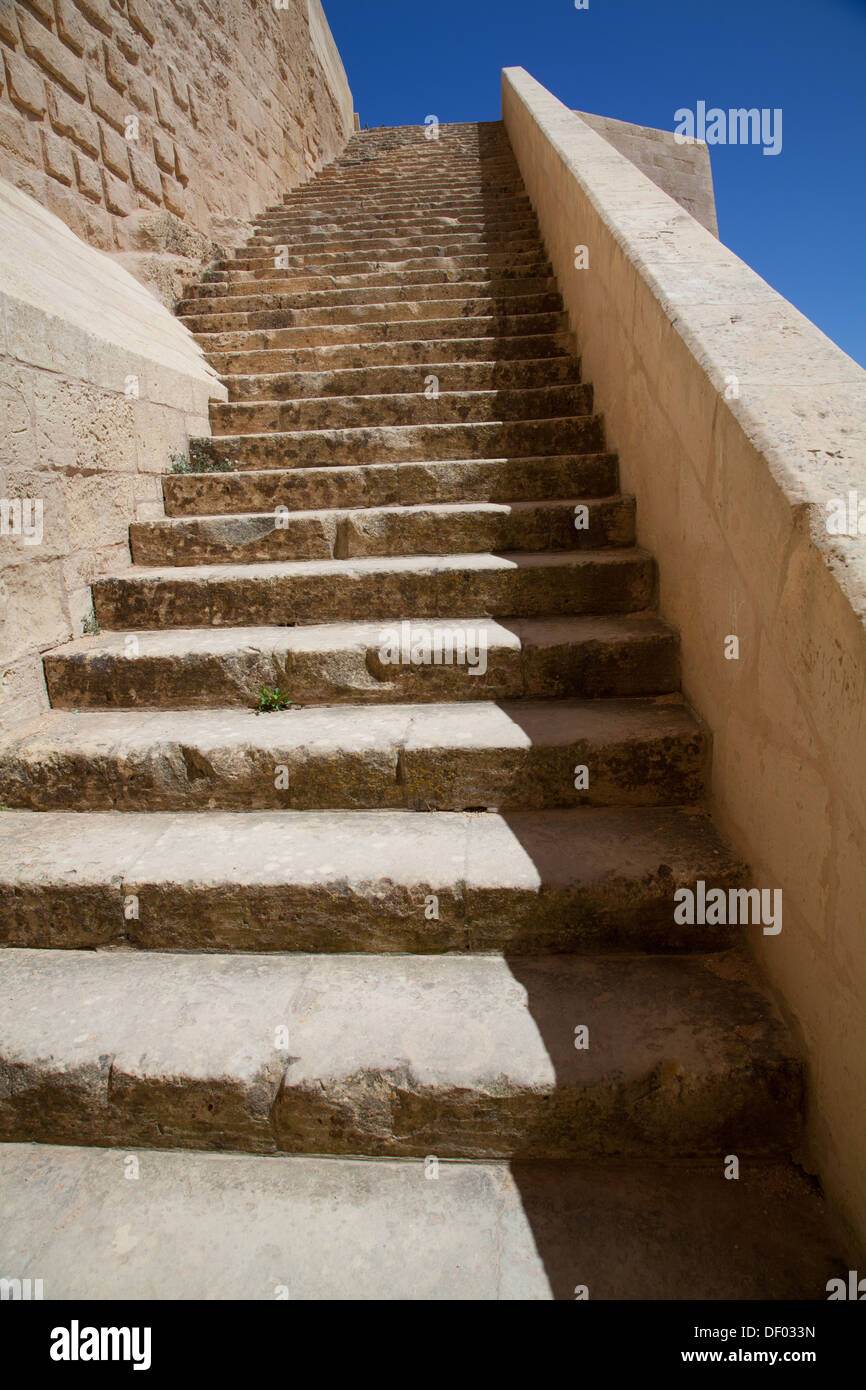 The Limestone Stairs, Old Citadel, Victoria, island Gozo, Malta Stock ...