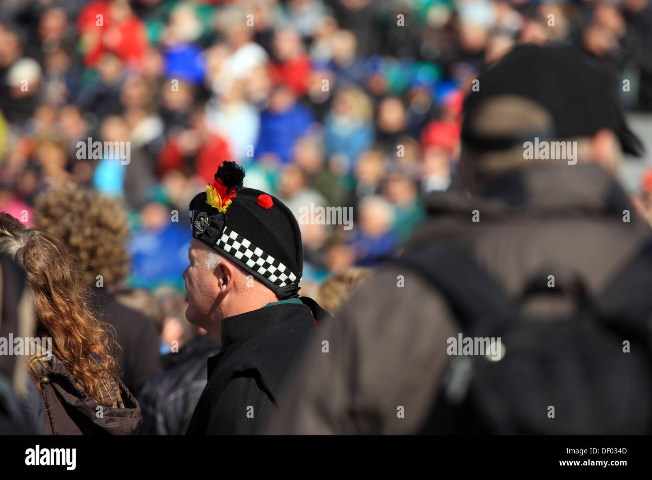 Man wearing a Glengarry bonnet with a feather and toorie at the World ...