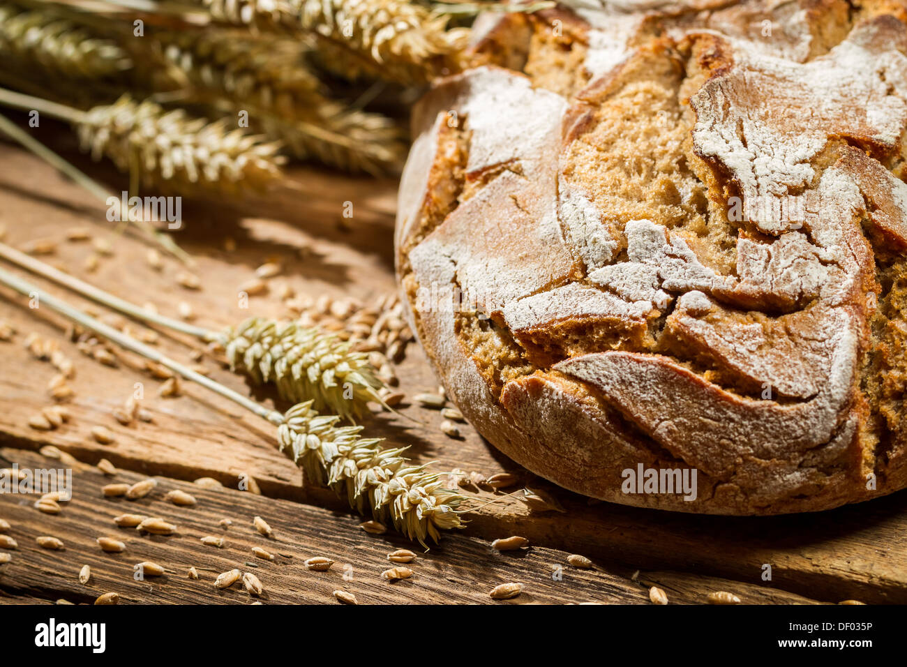 Closeup of freshly baked loaf of bread Stock Photo - Alamy